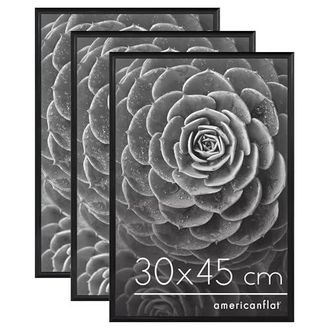 Americanflat 30x45 cm Bilderrahmen (3er Pack) - Schlanker 45x30 cm Posterrahmen mit Scheibe aus Plexi-Scheibe und Integrierter Aufhängung für Hoch- und Querformat 