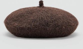 Mango B&eacute;ret laine m&eacute;lang&eacute;e chocolat - Femme - Taille unique - MANGO