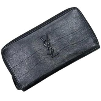 Saint Laurent unisex, Pre-owned, Noir, Taille: ONE Size Portefeuille long Pre-owned (bi-fold)