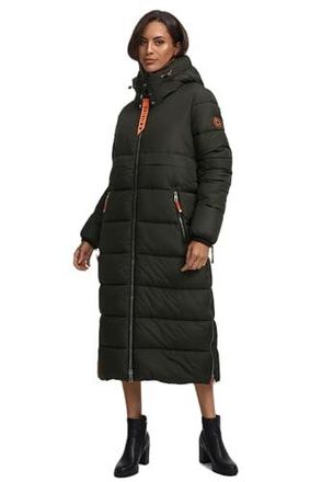 Navahoo Veste dhiver longue pour femme - Manteau dhiver matelass&eacute; chaud - B926, Vert olive fonc&eacute;, 4XL