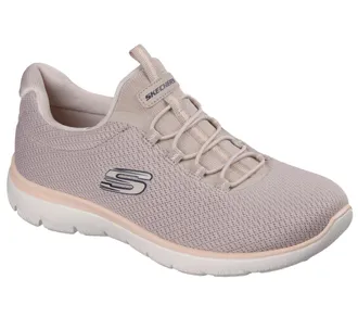 Skechers Slip-On Sneaker SKECHERS SUMMITS-SUMMER BLUSH, Damen, Gr. 37, taupe, Textil, Schuhe, Arbeitsschuh, Freizeitschuh, Slipper mit Memory Foam, Topseller