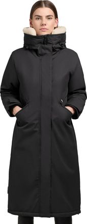 Khujo Damen Wintermantel Warmer Parka mit weichem Teddyfleece an der Kapuze, Taillenzugband und magnetischer Abdeckleiste Agneta-YM Space Grey Gr. XXL