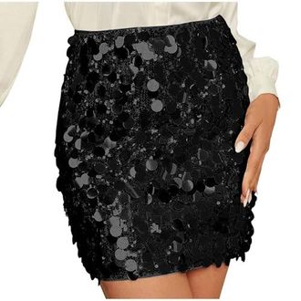 Generic Jupe Paillette Femme A Dor&eacute; Crayon Jupes Noir Soir&eacute;e Vetement Short Carnaval Longue Courte Blanche Noire Sequin Rouge Robe Mini Haut Sexy