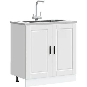 vidaXL Vidaxl - Meuble bas pour &eacute;vier Porto blanc 80x46x81,5 cm bois ing&eacute;nierie