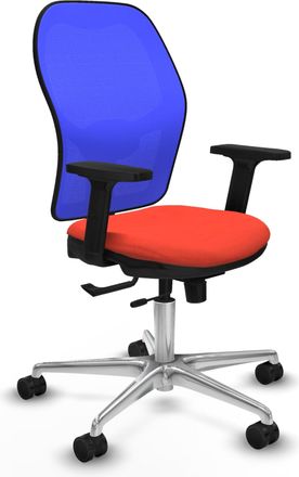 Piqueras y Crespo Computerstuhl mit 2D-Armen, h&ouml;henverstellbare Lendenwirbelst&uuml;tze, ausgestattet mit Syncro/Traslack und injiziertem Schaumstoff, Blau/Dunkelorange