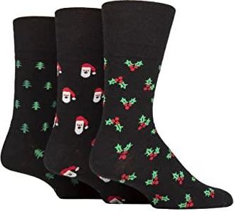 SockShop Gentle Grip Homme Chaussettes de Noël en coton Paquet de 3 Acclamation de Noël 39-45