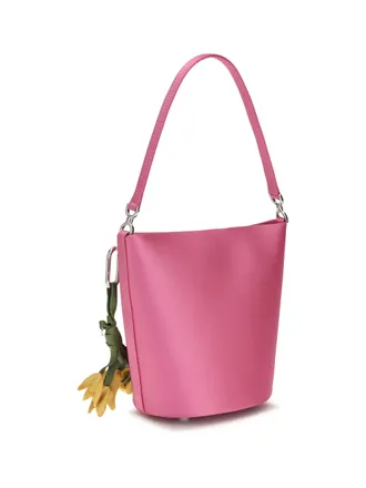 Self Portrait Womens Bucket Bag Satin Pink Polyester