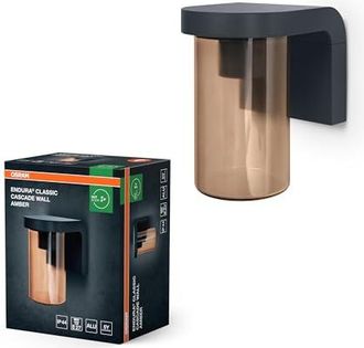 Osram Außenwandleuchte E27 Amber, Vintage-Wandleuchte mit Aluminiumgehäuse in Dunkelgrau, IP44-Schutz, stoßfest IK03, für Terrasse und Balkon