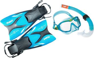 Aqualung Schnorchel Set für Kinder bestehend aus Flossen Schnorchel Tauchmaske (exklusiv Aqua transparent, 27-32)
