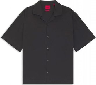 HUGO BOSS Homme, Chemises, Noir, Taille: S Chemise &agrave; coupe oversize en seersucker de coton extensible