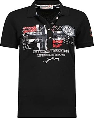Geographical Norway Kerry Lady - Polo Coton Femme Col - Coupe Reguliere Manche Courte - T-Shirt Fit Respirant Classique Femme (Noir XL Taille 4)