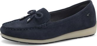 Tamaris Comfort Damen Mokassins aus Leder mit Schleife, Blau (Navy Suede), 36 EU