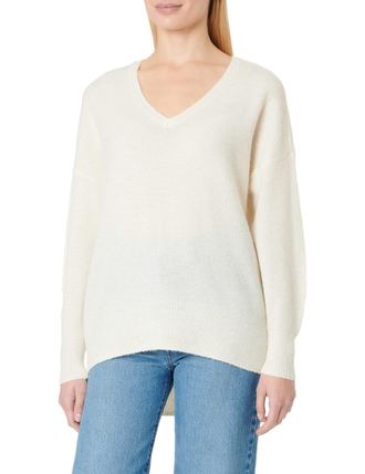 Vero Moda Damen Vmvigga V-Neck Blouse Ga Boo Pullover, Birch/Detail:w Melange, S EU