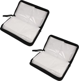 NUOBESTY 2 Stück PU CD hüllen Auto Organizer Tasche Kompakt Leichter DVD Aufbewahrungsbeutel Vielseitig für CDs Karten Brillen Platzsparend Praktisch für Koffe
