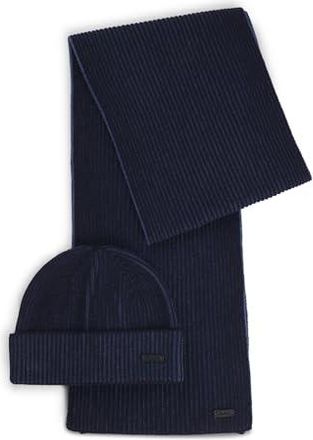 BOSS Hommes Ercole SET Coffret cadeau avec bonnet et &eacute;charpe en maille bicolore
