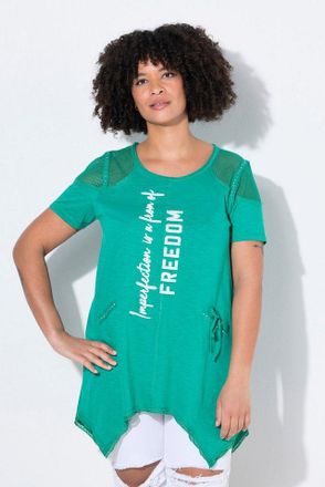 Angel Of Style T-Shirt T-Shirt A-Linie Schmucknaht Schulter-Netz