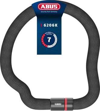 ABUS Kettenschloss Goose Lock - biegsames, klapperfreies Fahrradschloss aus geh&auml;rtetem Stahl - 6 mm stark - 110 cm lang - mit Schl&uuml;ssel - Schwarz