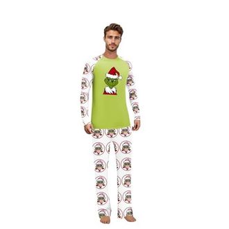 Generic Le Grinch Pyjama Noel Famille De Grinch Garcon Coton Bebe Vetement Couple Noël Assorti Hiver Pull Adulte Homme Ensembles The Deguisement Femme Enfant 