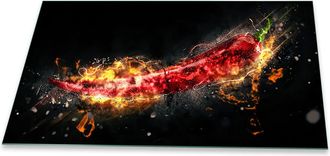 Decorwelt | Herdabdeckplatten 90x52 cm 1-Teilig Paprika Schwarz Ceranfeldabdeckung Universal Spritzschutz Glas Elektroherd Induktion für Kochplatten Herdschutz 