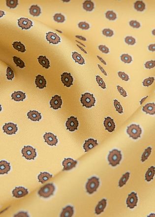 Mango Foulard 100 % soie imprim&eacute; jaune - Homme - Taille unique - MANGO MAN