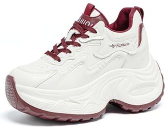 Generic Chaussures &Agrave; Plateforme Compens&eacute;e pour Femmes, Augmentant La Taille, Respirantes, D&eacute;contract&eacute;es, Baskets Invisibles pour La Marche,Rouge,38 EU