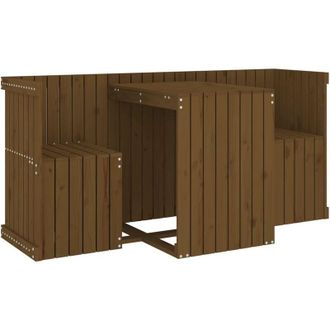vidaXL Set de balcon 2 places marron miel bois de pin massif Vidaxl