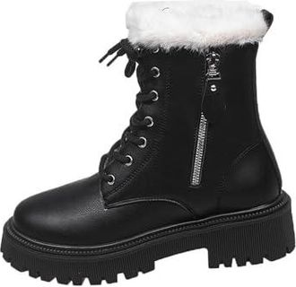 Generic Bottes de neige imperm&eacute;ables doubl&eacute;es en polaire pour femme - &Eacute;l&eacute;gantes - Couleur unie - Talon &eacute;pais - Fermeture &eacute;clair lat&eacute;rale - Confortables - Chau