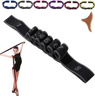 Generic Fitness Resistance Bands, Fitness Resistance Band for Stretching and Yoga, 8-Section Elastic Training Bands with Handle (Gray)
