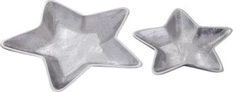 Casamia Schale Dekoschale Blatt Ginkgo Apfel Stern Aluminium Gold o. Silber Farbe Stern Schalen Set Silber