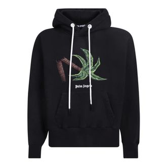 Palm Angels Homme, Sweatshirts et sweats &agrave; capuche, Noir, Taille: XL SweaT-shirt Noir avec Imprim&eacute; Palmier