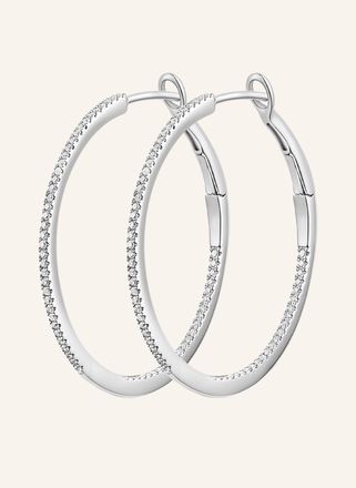 Leaf Creolen Circle M Aus 18 Karat Wei&szlig;gold Mit Diamanten silber