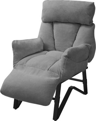 ML Design ML-Design Relaxsessel Grau, Sessel Wohnzimmer mit Leinenbezug, Fernsehsessel verstellbar mit Armlehnen, Fu&szlig;st&uuml;tze, Seitentaschen, Loungesessel