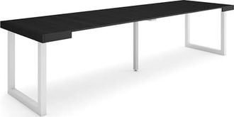 Skraut Home | Ausziehbarertisch | Multifunktionaler ausziehbarer | 300 | Für 14 Gäste | Massivholz Beine | Moderner Stil | Schwarz