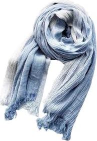 Generic Châles en coton et lin pour homme - Unisexe - Rayé - Doux - Patchwork - Long foulard froissé chaud à pompons, bleu, taille unique