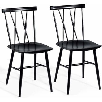 Costway Costway - Chaise Salle &agrave; Manger Lot de 2, Chaise Cuisine en M&eacute;tal, Hauteur dAssise 43,5 cm, Dossier en Forme de x, Style Industriel, pour Bistrot