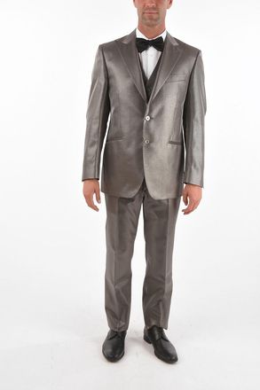 Corneliani Dreiteiliger Anzug aus Lurex mit Weste und Spitzrevers Corneliani