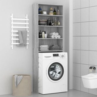 vidaXL Vidaxl - Meuble machine &agrave; laver sonoma gris 64x24x190 cm - Bois ding&eacute;nierie r&eacute;sistant &agrave; lhumidit&eacute; - 4 compartiments de rangement optimis&eacute;s