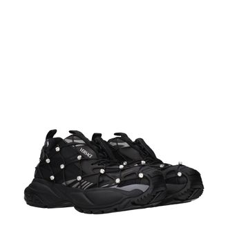 Versace Womens Black Fabric Chunky Sneakers