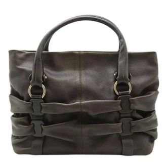 Ferragamo Sac cabas en cuir Vara Drape Pre-owned - Femme - Pre-owned - Brun - Taille: ONE Size