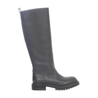 Del Carlo Kniehohe Lederstiefel mit Profilsohle - - Shoes - Damen - Schwarzk - 37 EU