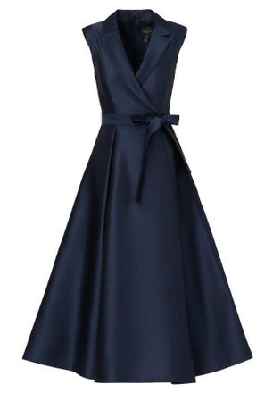 Adrianna Papell Abendkleid Petite Lapel Mikado Ankle Dress Elegantes Kn&ouml;chellang-Kleid aus Mikado