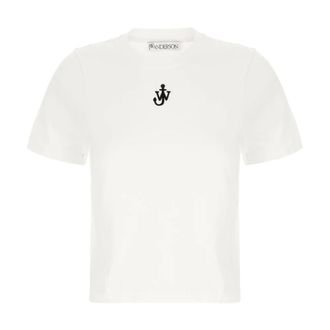 J.W.Anderson Femme, Tops, Blanc, Taille: 38 FR T-Shirt Court à Logo Brodé