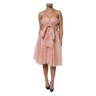 Dolce & Gabbana Rosa Seiden Chiffon A-Linie Midi Kleid - - Dresses - Damen - Rosa - M