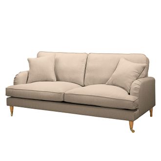 Jack & Alice home24 2-Sitzer Sofa mit Rollen Braun/Cappuccino Webstoff Polia 190 x 85 x 96cm Hellbraun Glamour