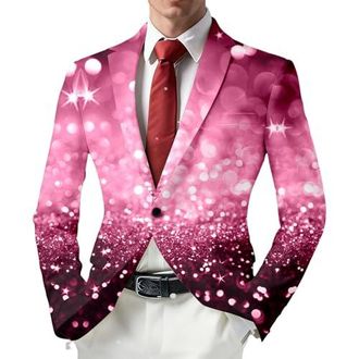 Generic Veste pour homme, aspect paillettes scintillantes, impression 3D, motif confettis, blazer, carnaval, f&ecirc;te, veste slim fit un bouton, veste de costume 