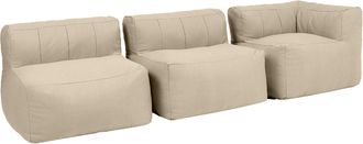 Icon Brand Zen Modular Sofa f&uuml;r Erwachsene, Beige, Olefin Stoff f&uuml;r Drinnen und Drau&szlig;en, 3 Sitzer Ecksofa, Bequemer Sitzsack Sofa mit Schaumstoff F&uuml;llung, Garten