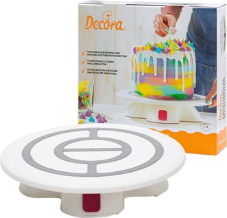 Decora 9271050 Kunststoff-Drehteller, Professionelle Torten-Drehscheibe aus Kunststoff, Leicht zu reinigen, rutschfeste Basis, Mit Sperrknopf, Durchmesser 32