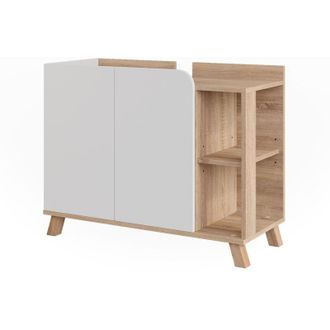 Vicco Meuble vasque simple Karen, Sonoma/blanc, 80x65cm avec 2 portes