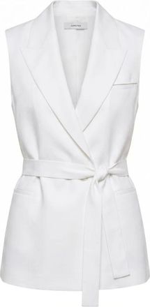 PESERICO Femme, Vestes, Blanc, Taille: 38 FR Gilet en twill avec ceinture