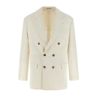 Brunello Cucinelli Homme, Vestes, Blanc, Taille: L Blazer crois&eacute; &agrave; revers en pointe